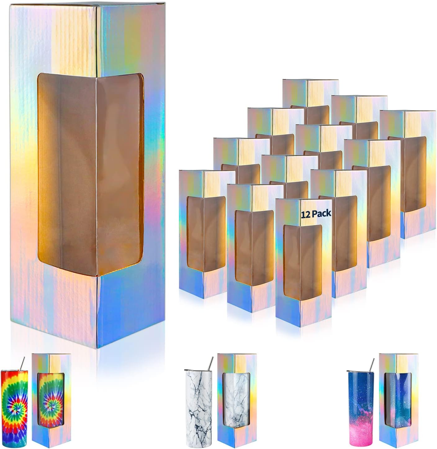 Amazon.com: 12 Pcs Gift Boxes for Sublimation Tumblers Transparent Gift ...