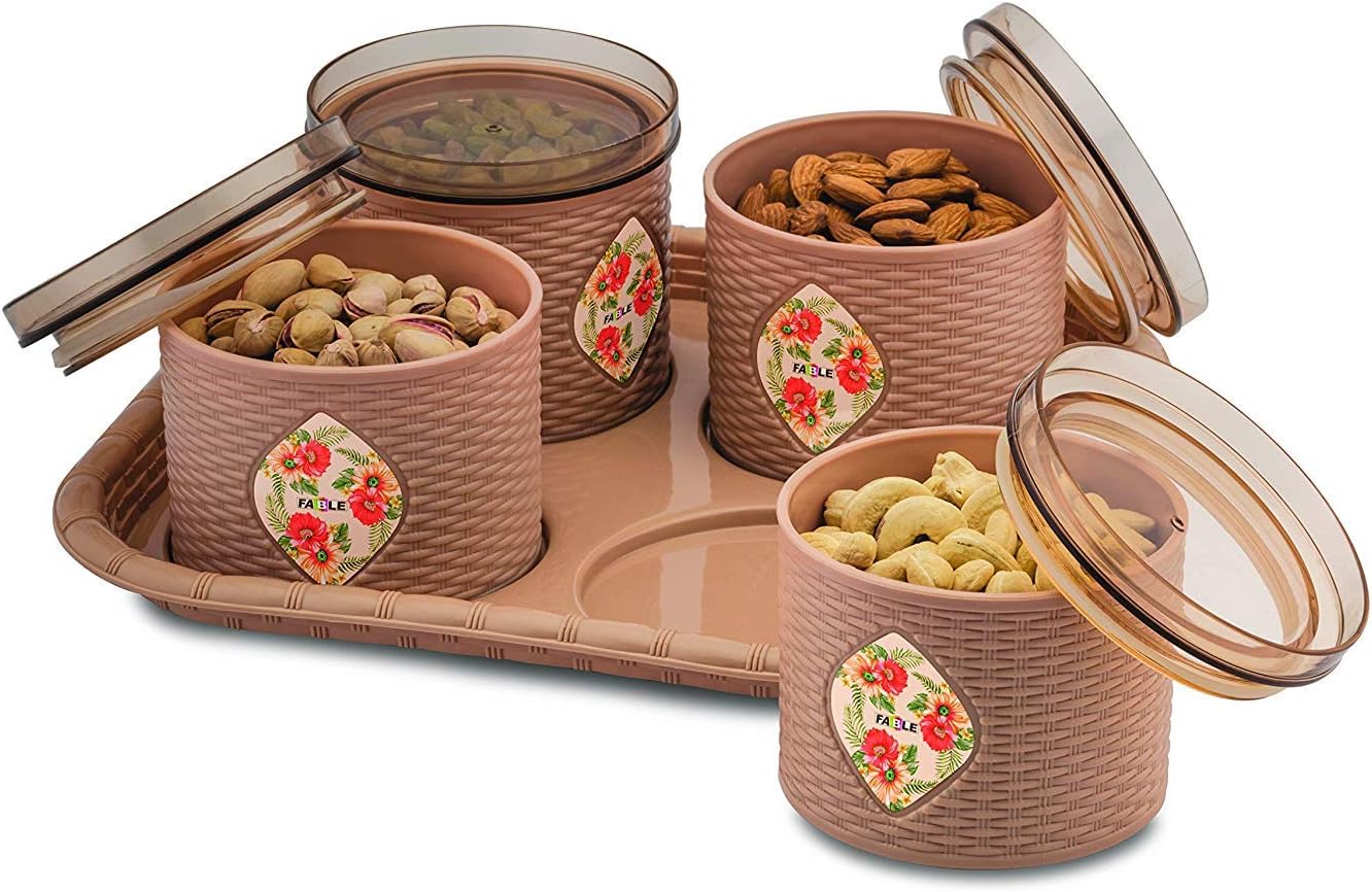 Buy Amazon Brand - Solimo Airtight Dry Fruit Container Set With Tray ...
