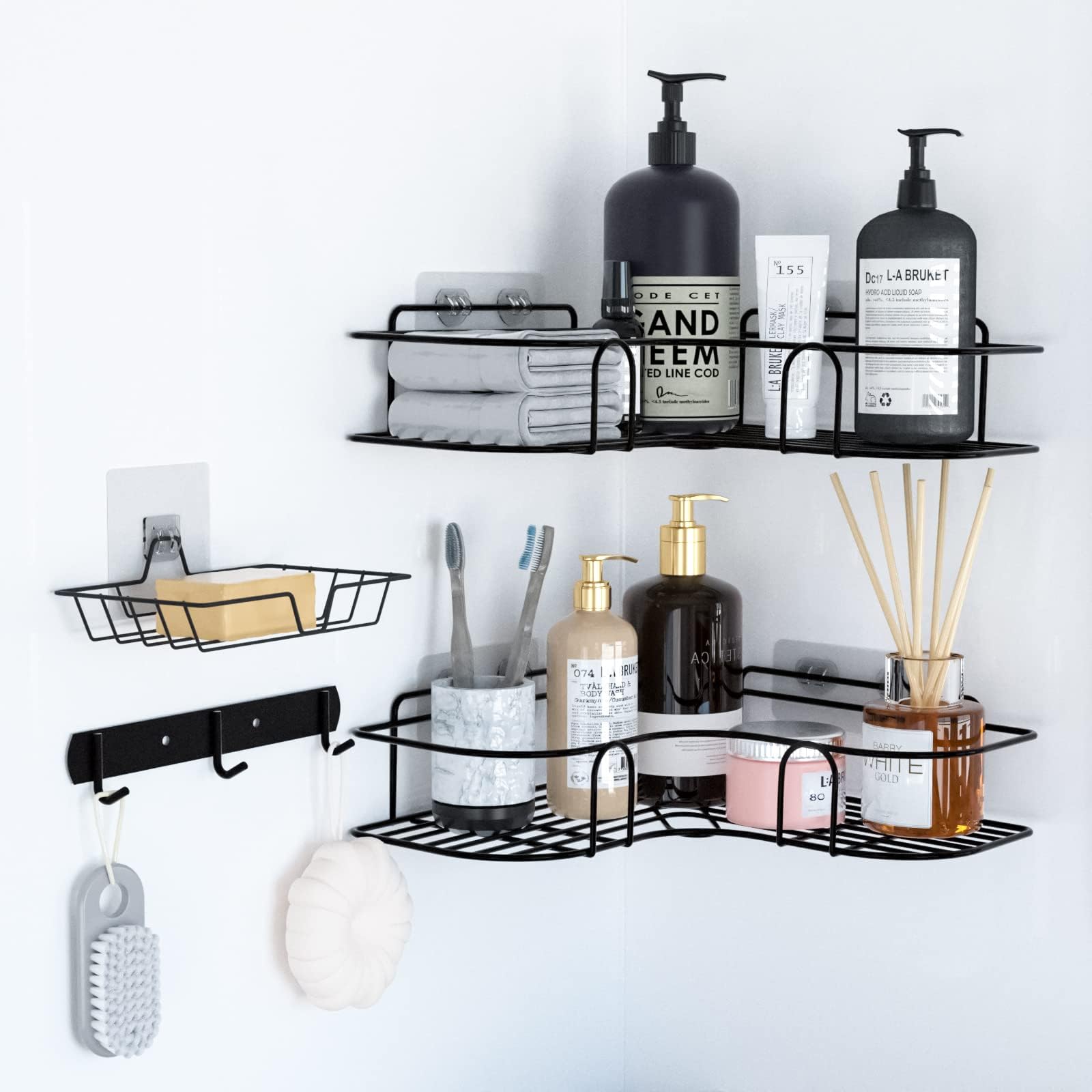 AUFWORLD Support de douche, 5 Pack organisateur de douche, étagères de ...