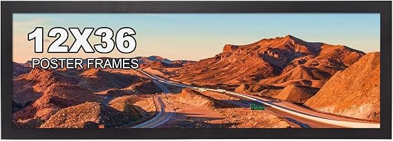 Amazon.com - 12x36 Poster Frame,Black Soild Wood 36x12in Poster Frames ...