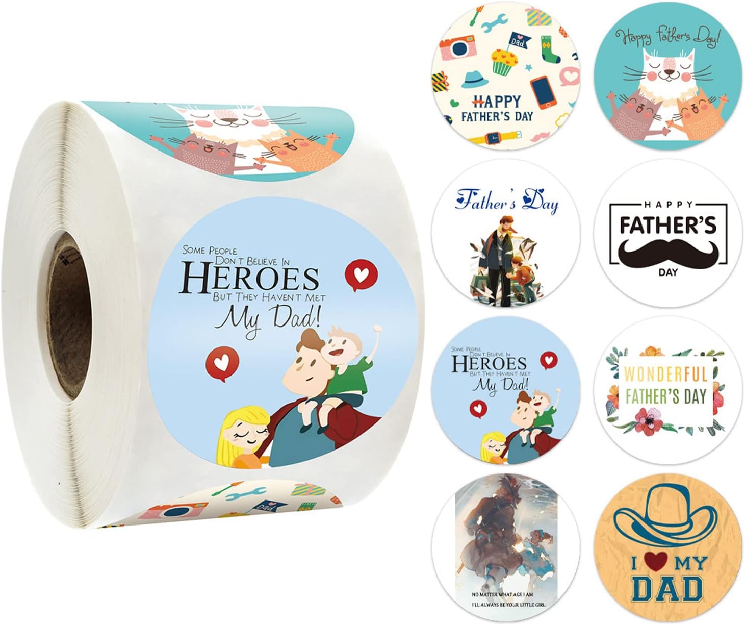 Amazon.com: 500Pcs Fathers Day Label Stickers Roll Father's Day ...