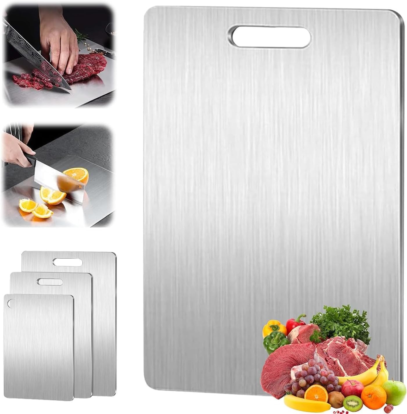 Goodern Titanium Cutting Board,Stainless Steel Double Sided Food-Grade ...