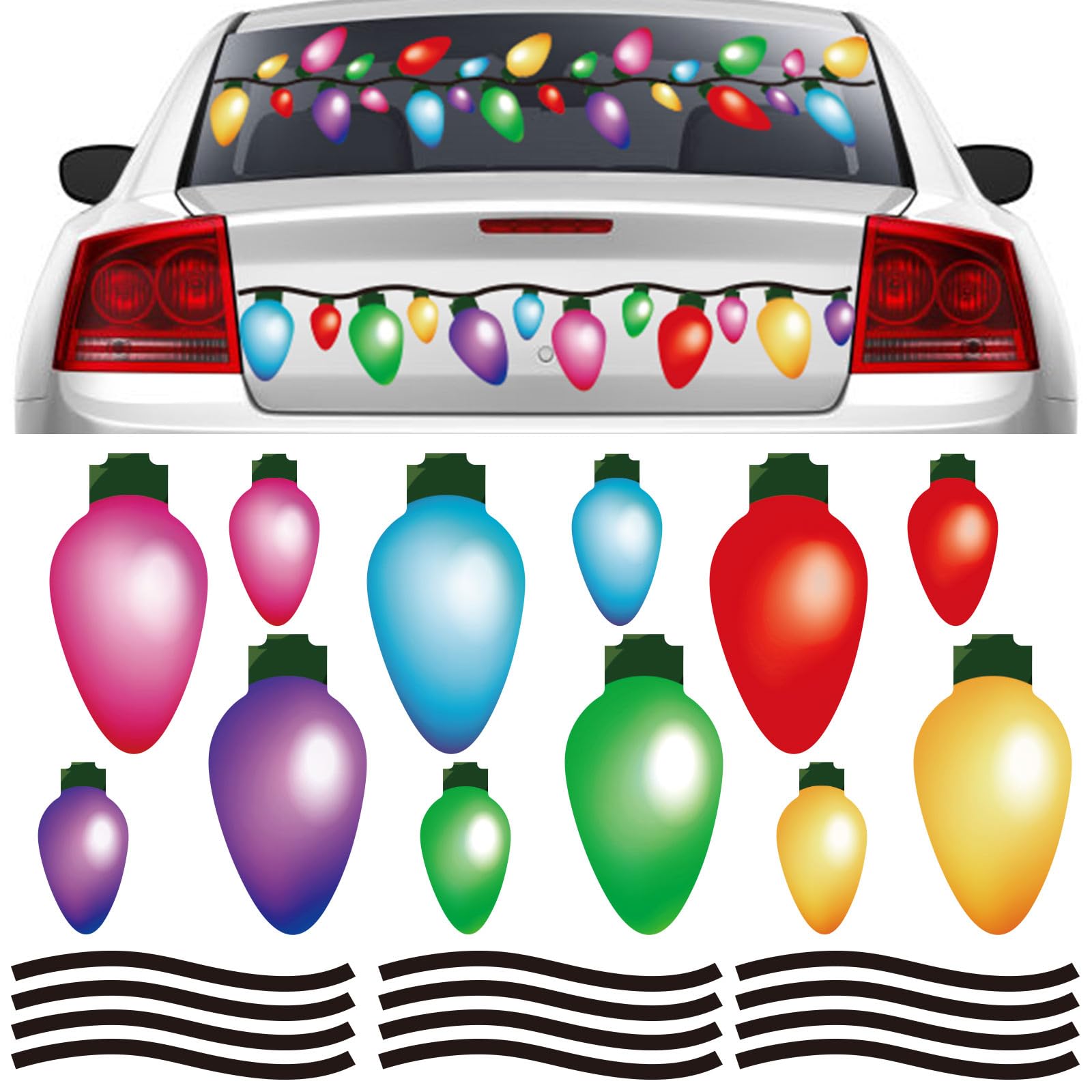 Amazon.com - Whaline 88Pcs Christmas Car Light Bulb Stickers with Wire ...