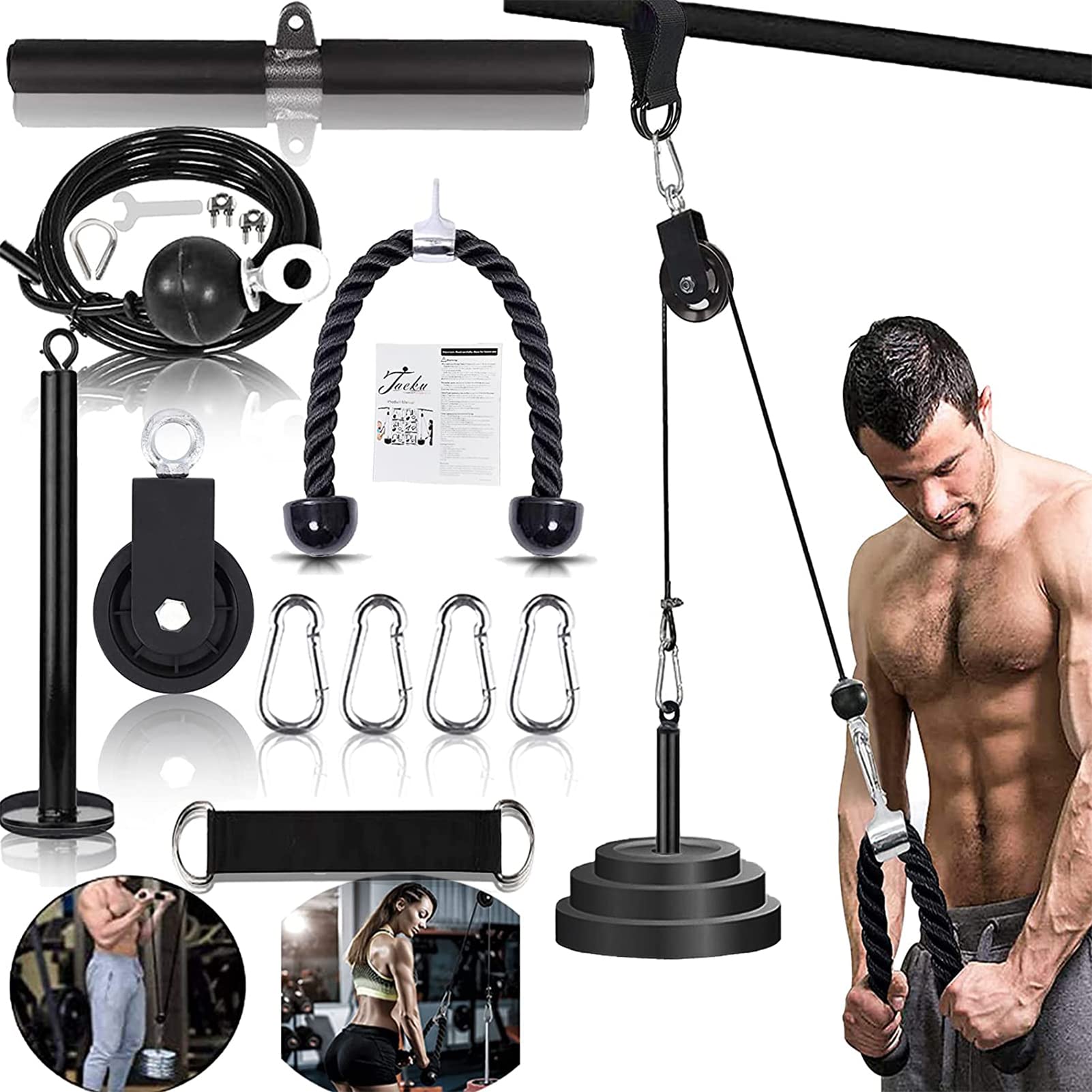 Pulley Cable System Professional Muscle Strength Fitness Attachment ...