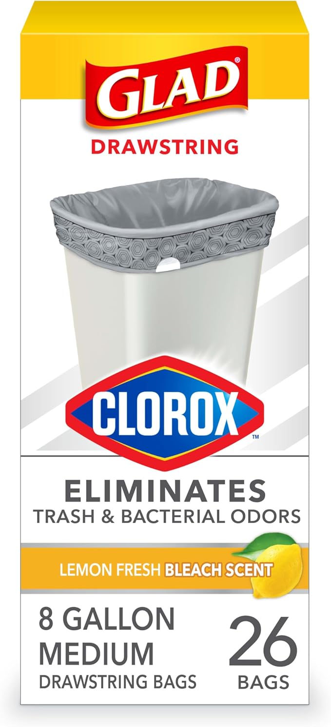 Amazon.com: Glad Medium Trash Bags, 8 Gallon, Lemon Fresh Bleach ...