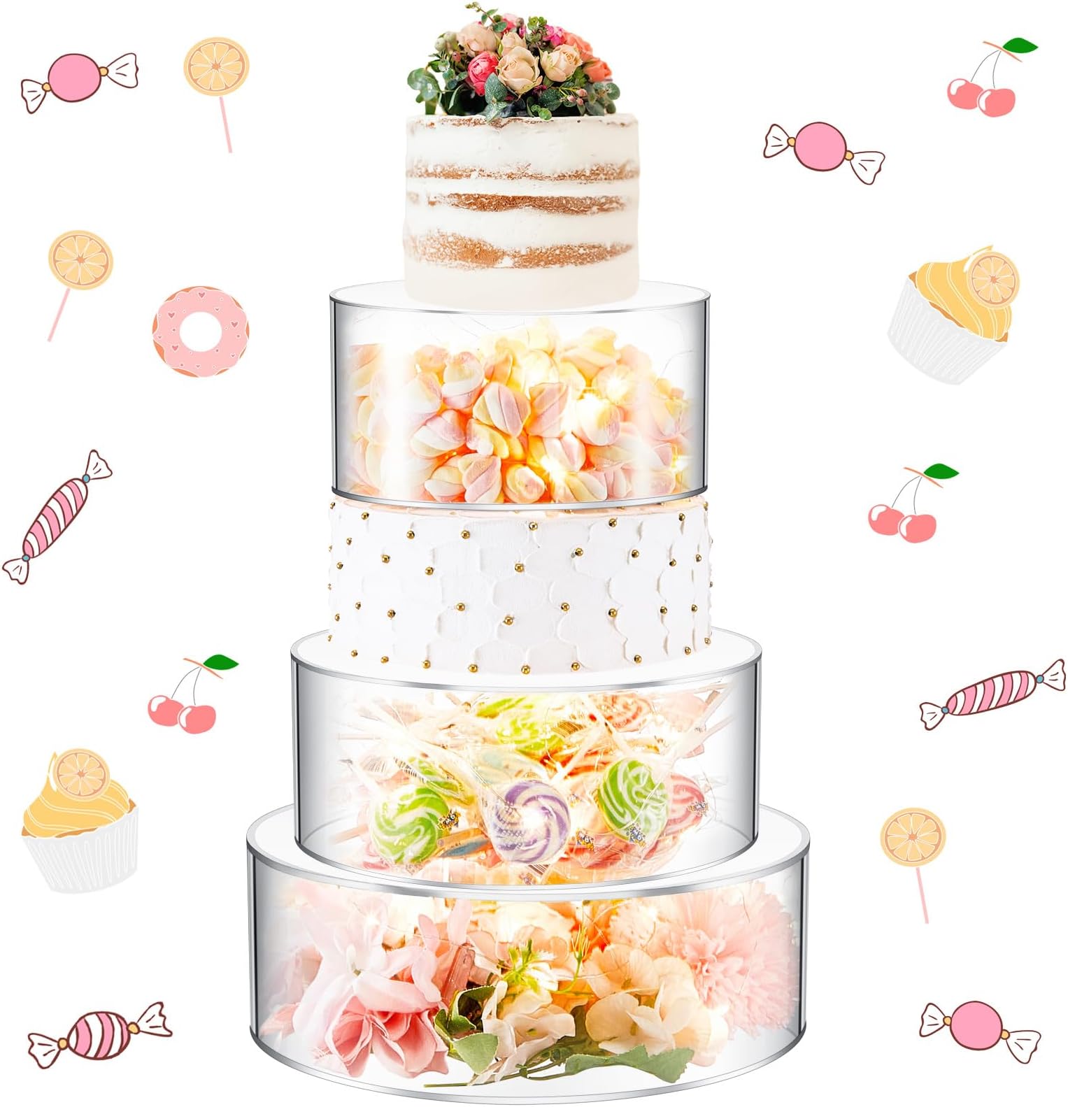 Amazon.com: NWK 2 Piece Gold Metal Tiered Floating Cake Stand Spacer ...