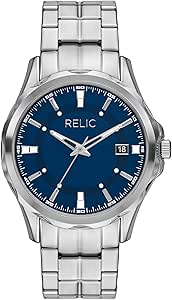 Amazon.com: RELIC Men's Jaden Three-Hand Date Silver-Tone Alloy Watch ...