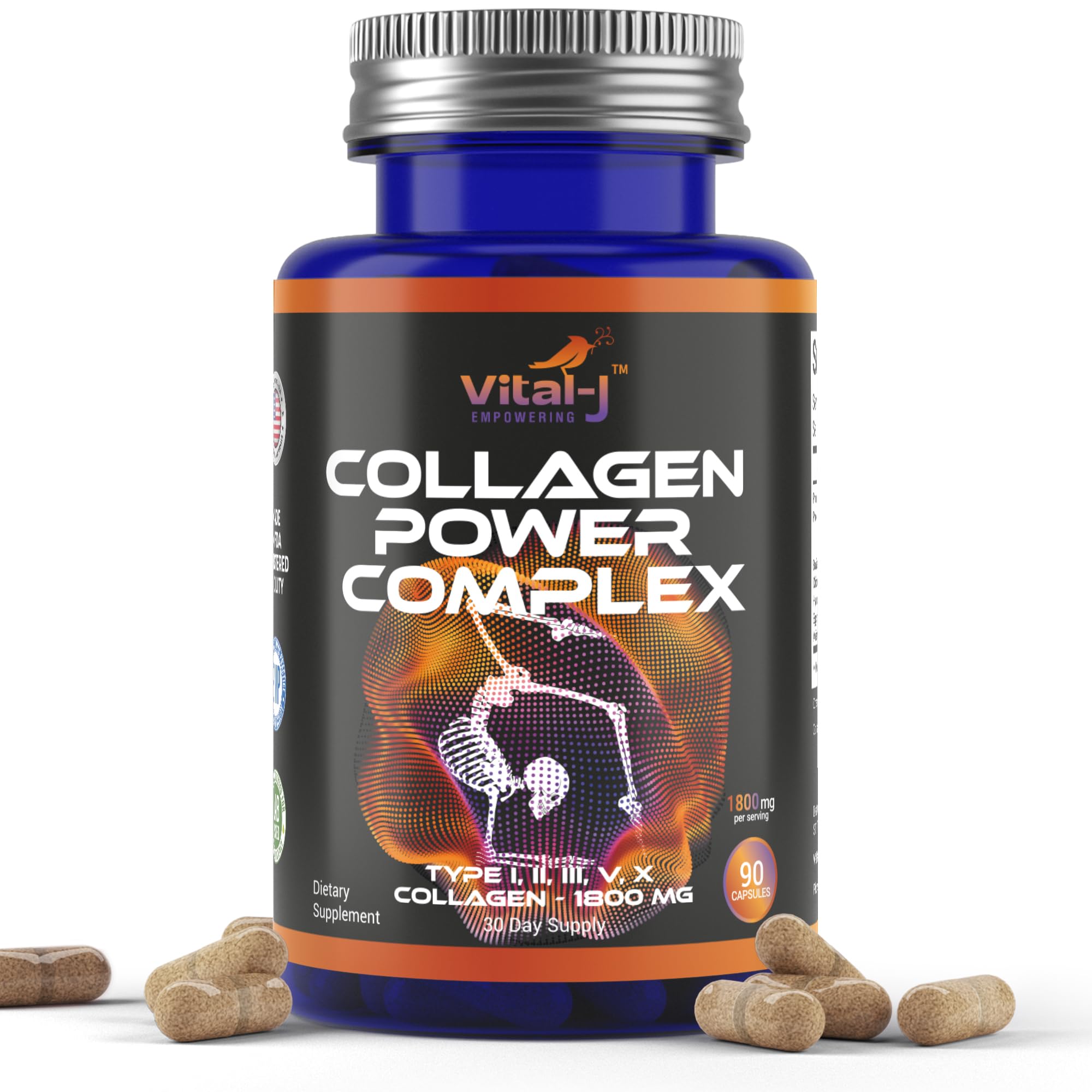 Amazon.com: 5-IN-1 Collagen Peptides 1800mg, 90 Capsules - Type I, II ...