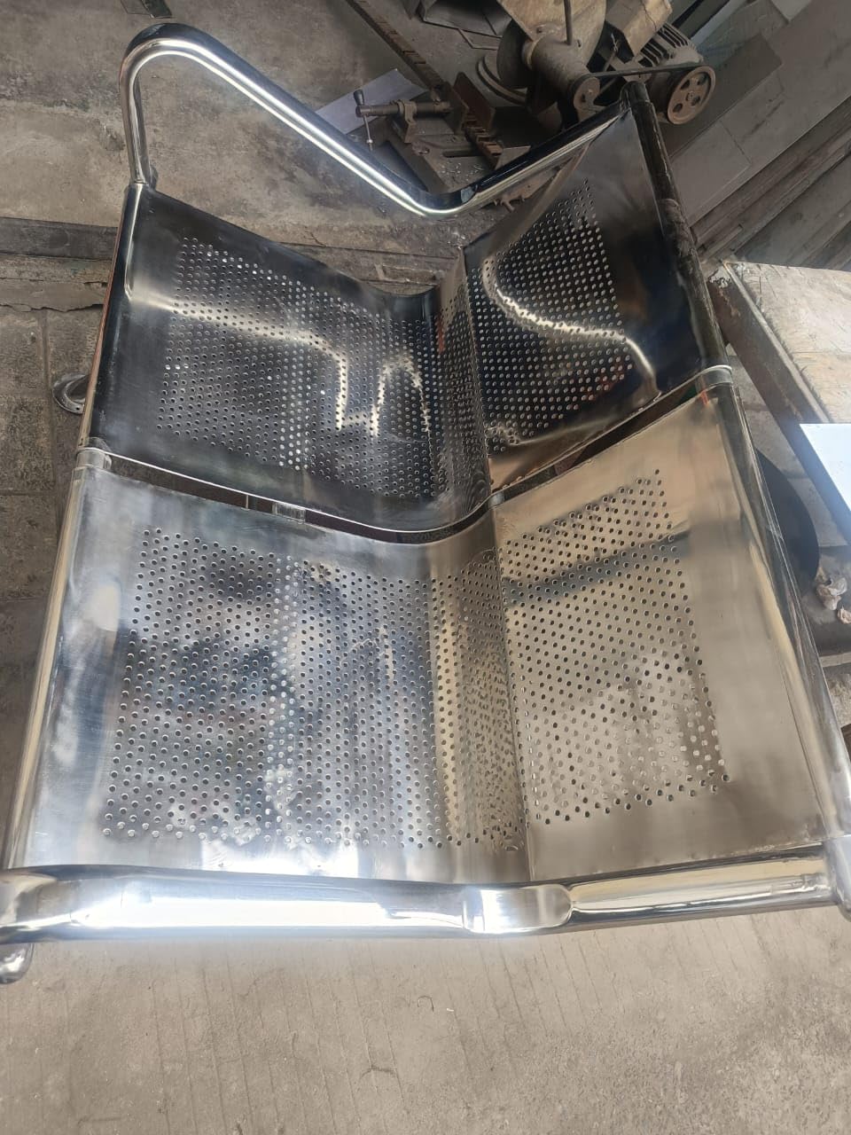 Stainless Steel Waiting Chair 3 Seater (Two Seats) : Amazon.in: Home ...