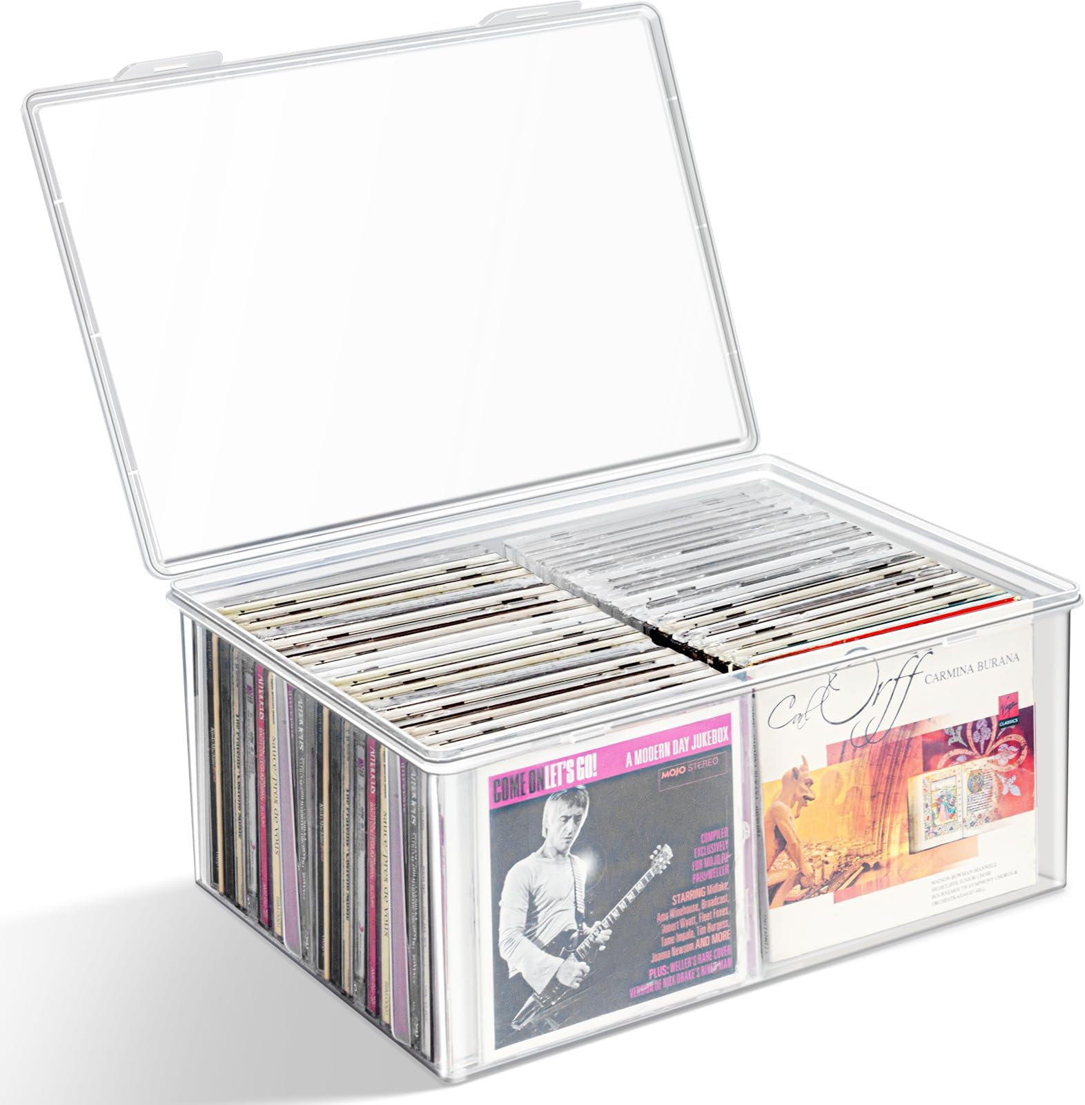 Amazon.com: CD Storage Box, Stackable Clear Plastic CD Organizer ...