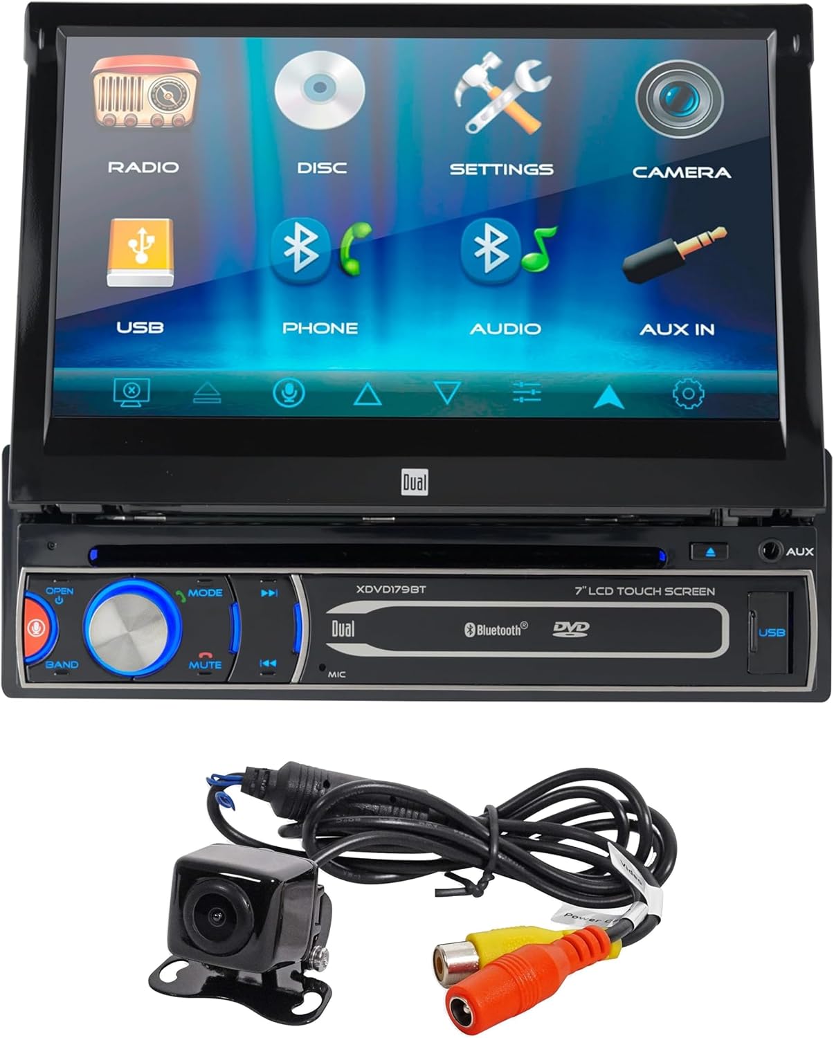 Amazon.com: Dual Electronics XDVD179BT 7-inch Motorized Flip Out CD/DVD ...