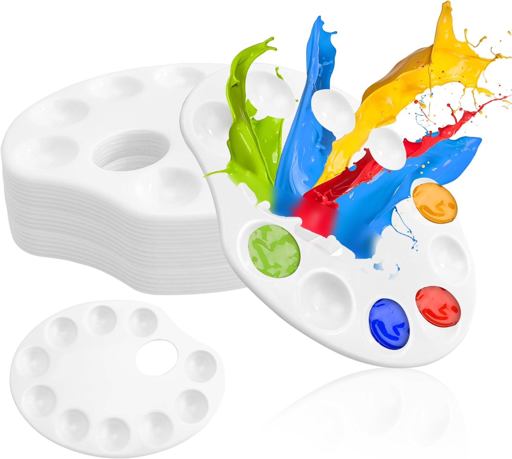 Amazon.com: 30 Pack Paint Palettes Tray 10 Well, White Plastic Paint ...