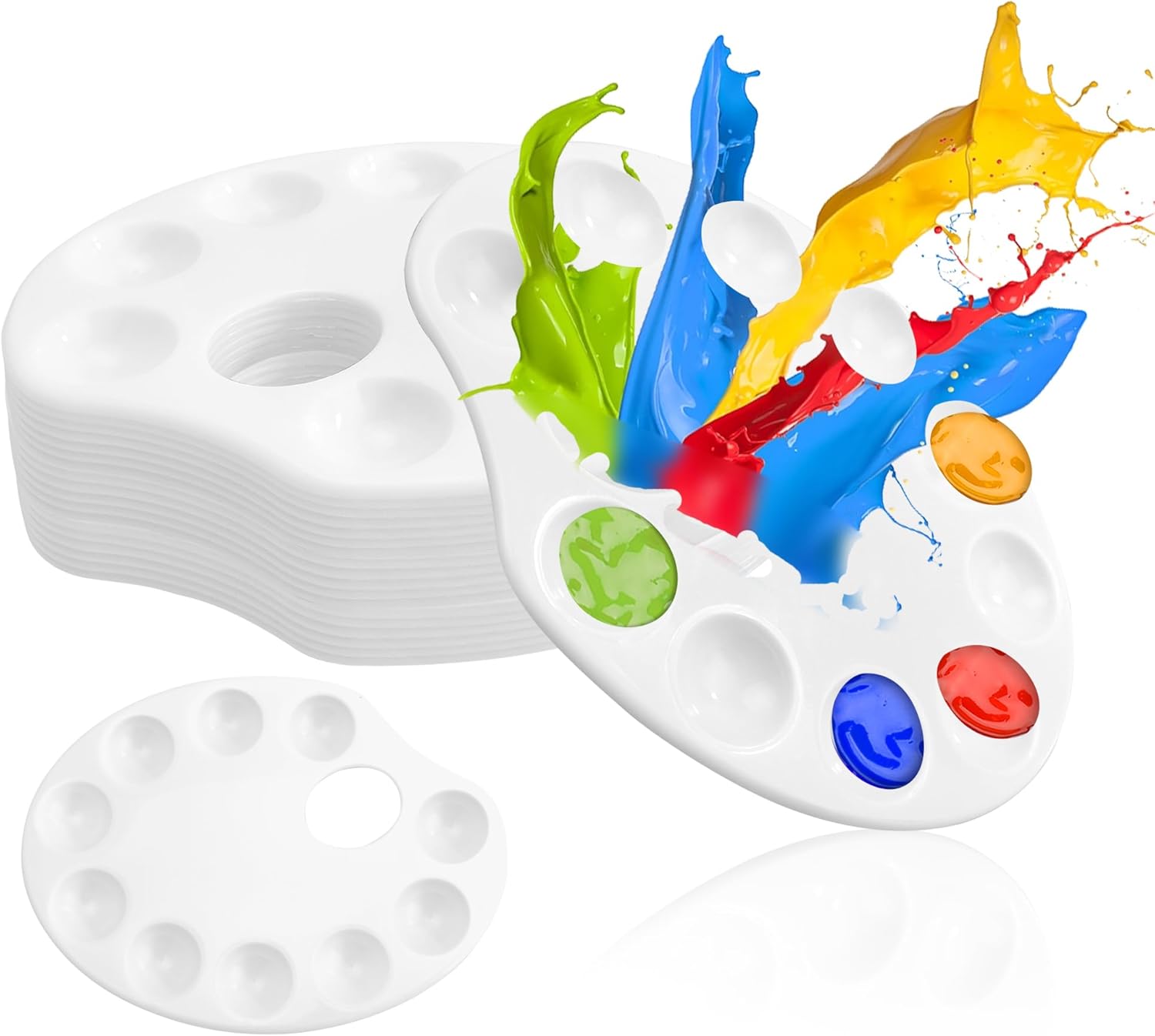 Amazon.com: 30 Pack 10 Well Paint Palettes Tray Bulk, White Plastic ...