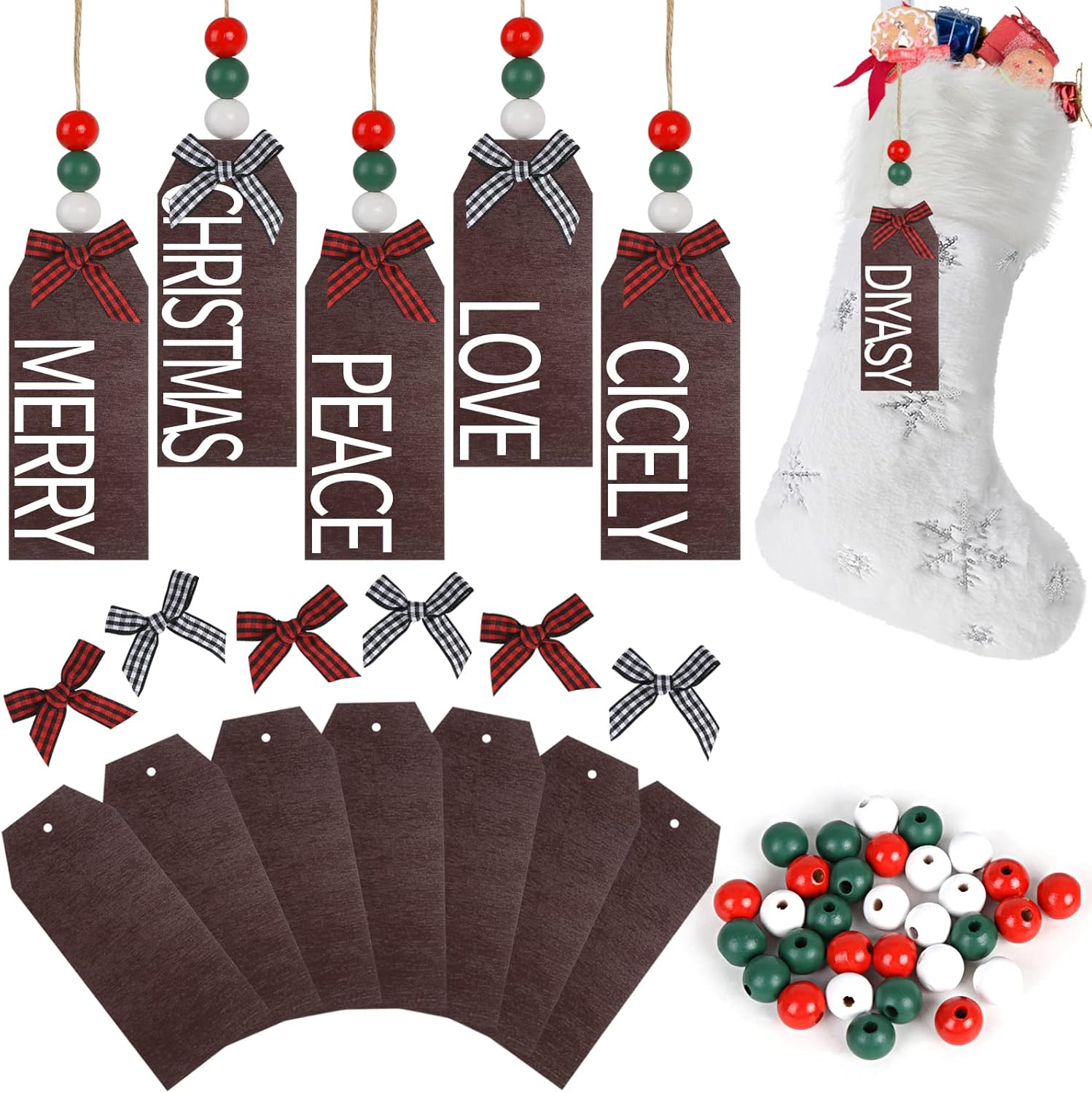 Amazon.com: DIYASY Christmas Stocking Name Tags, 12 Pack Personalized ...