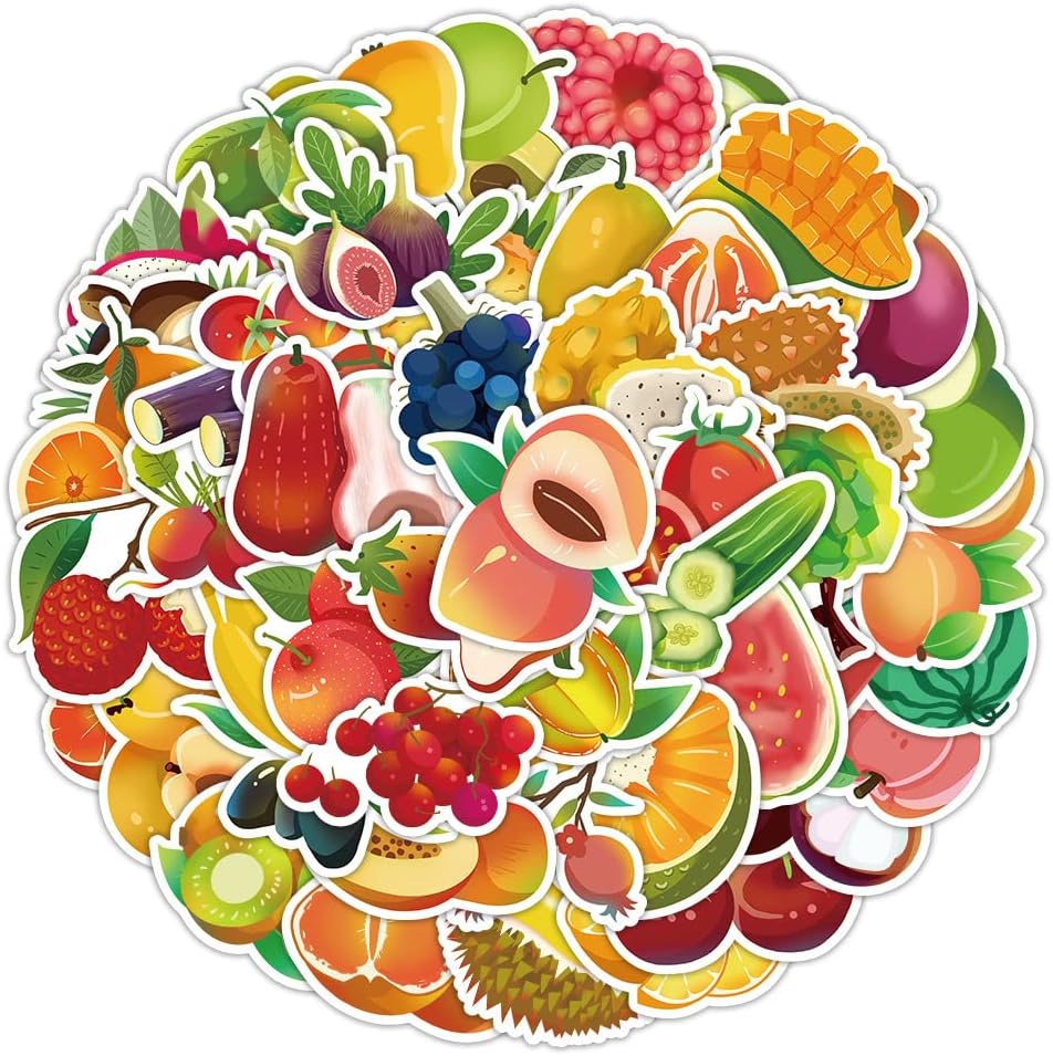 Fruits and Vegetables Stickers for Laptop(60 Pcs),Gift for Kids Teens ...