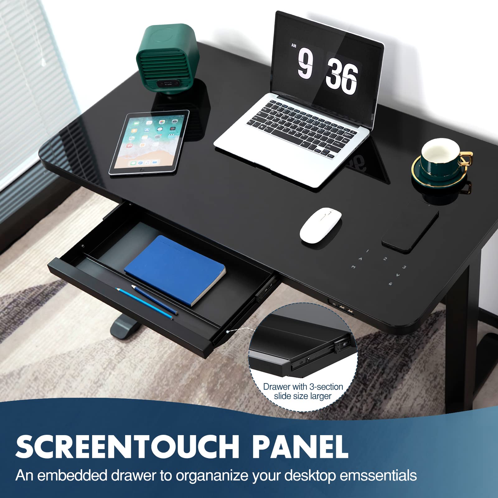 Snapklik.com : AIMEZO Glass Top Standing Desk