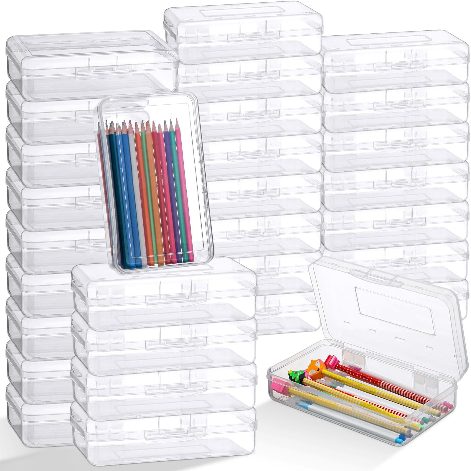 Amazon.com: Patelai 30 Pcs Large Capacity Pencil Case Bulk Clear Hard ...