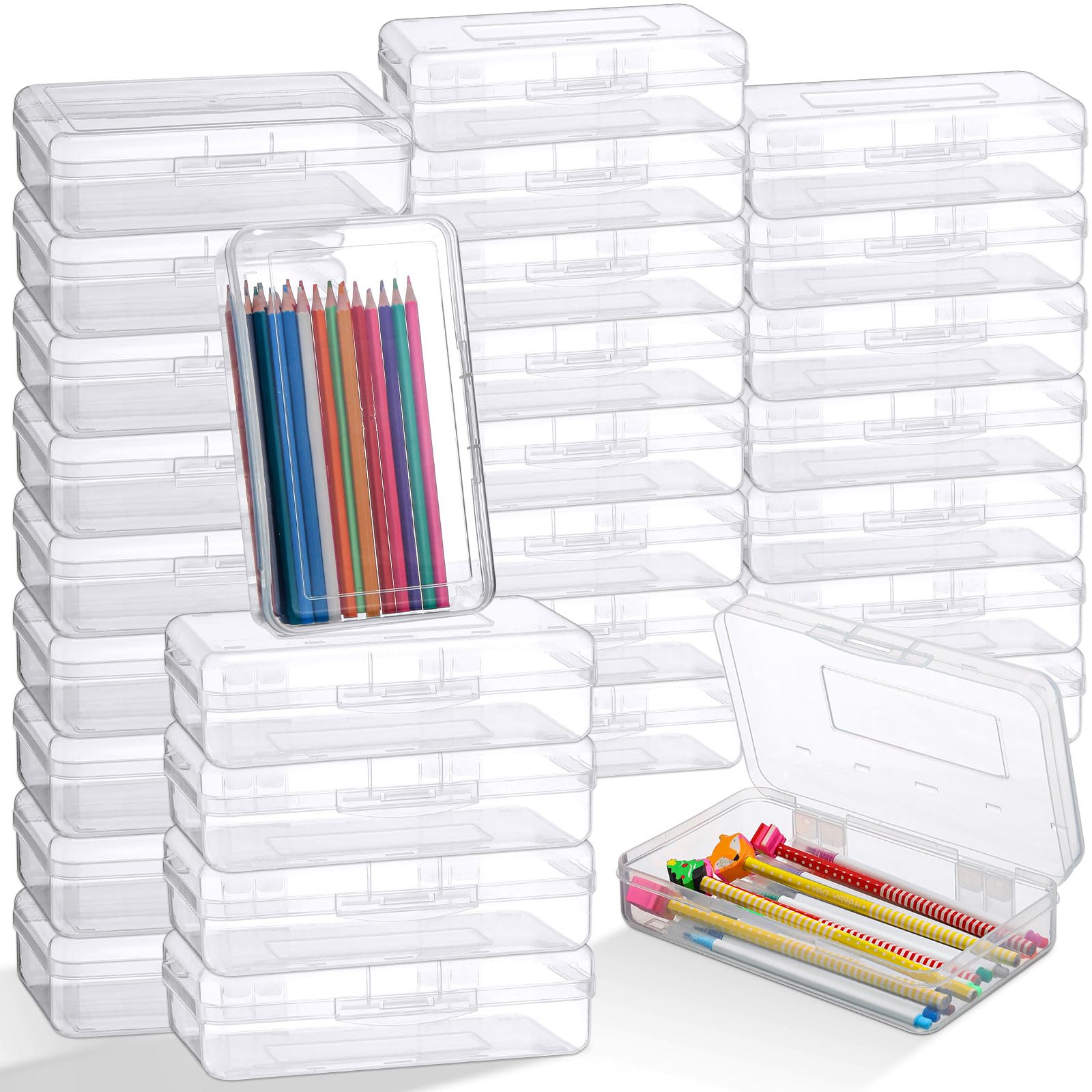 Amazon.com: Patelai 30 Pcs Large Capacity Pencil Case Bulk Clear Hard ...