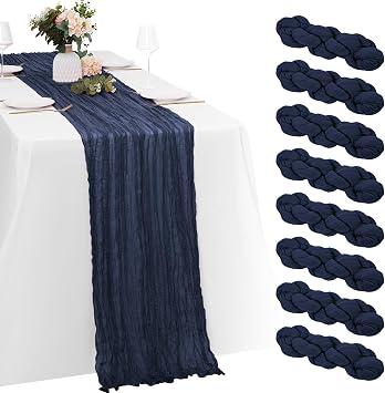 Amazon.com: 8 Pack Navy Blue Cheesecloth Table Runners 35x120 Inch ...