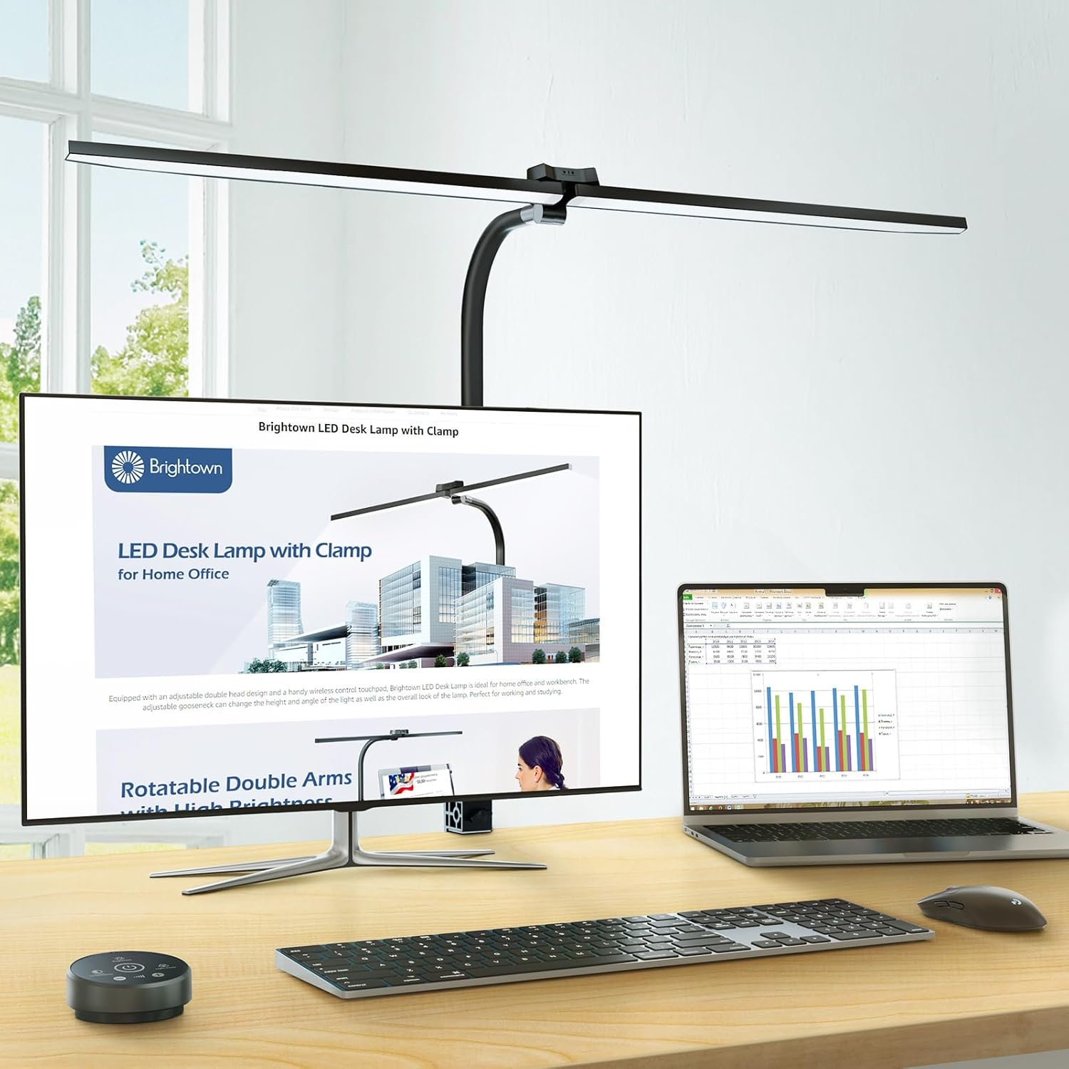 Brightown LED Desk Lamp for Office Home, 24W Double Head Architect Desk ...