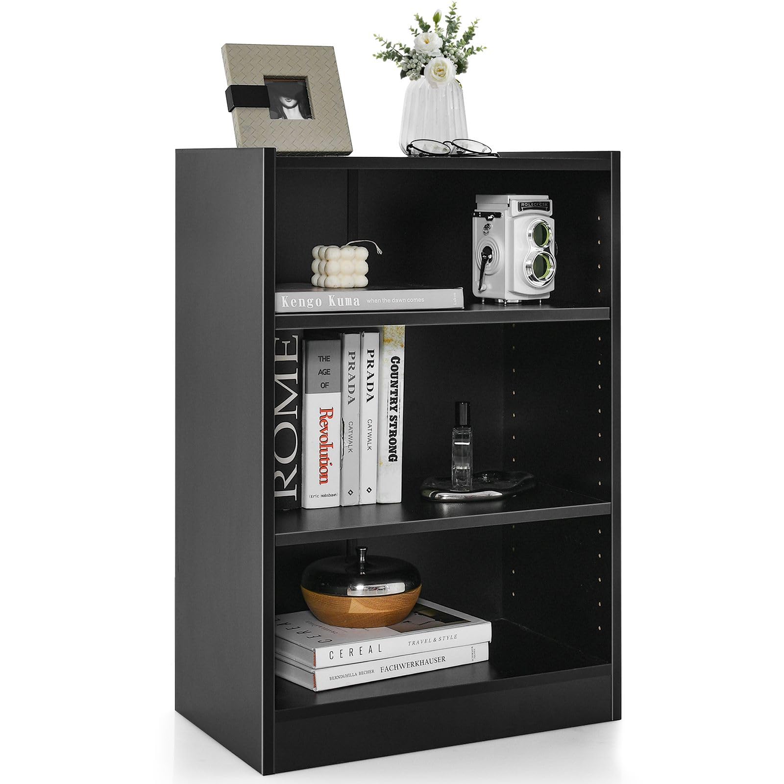 CASART Wooden Bookcase, 4-Tier Compact Bookshelf Modern Floor Bookcase ...
