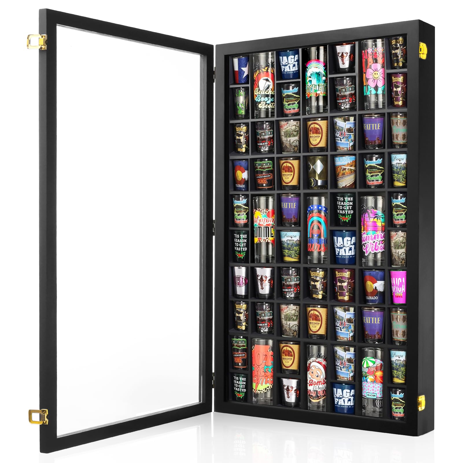 Amazon.com: Shot Glass Display Case, 61 Slots Shot Glass glass display ...
