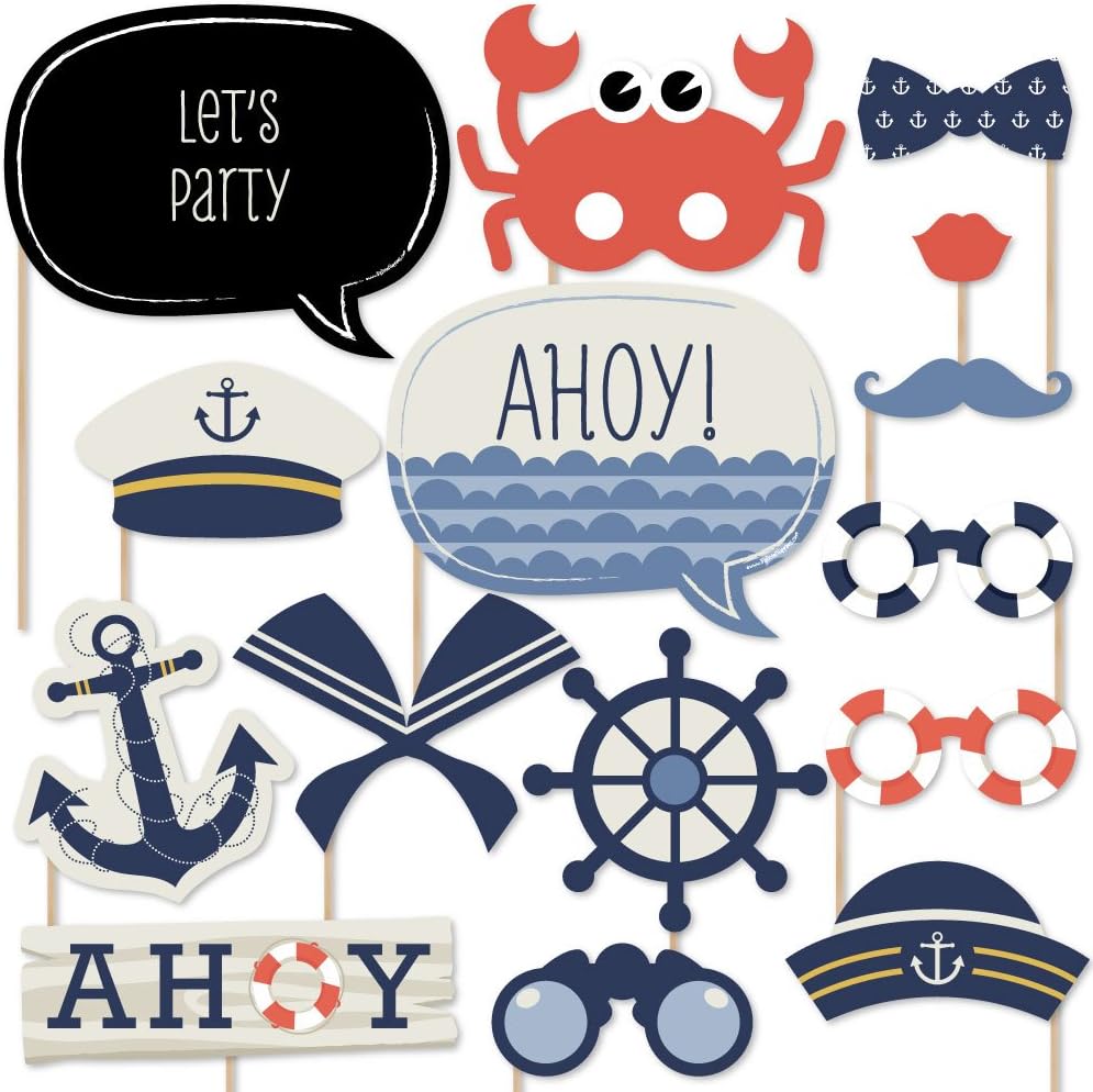 Amazon.com: Kristin Paradise 25Pcs Nautical Photo Booth Props with ...