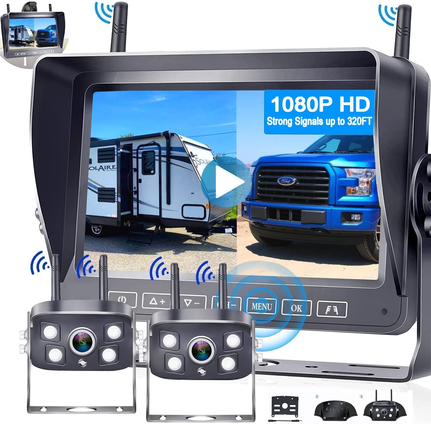 Amazon.com: RV Backup Camera Wireless HD 1080P 2 Infrared Night Vision ...