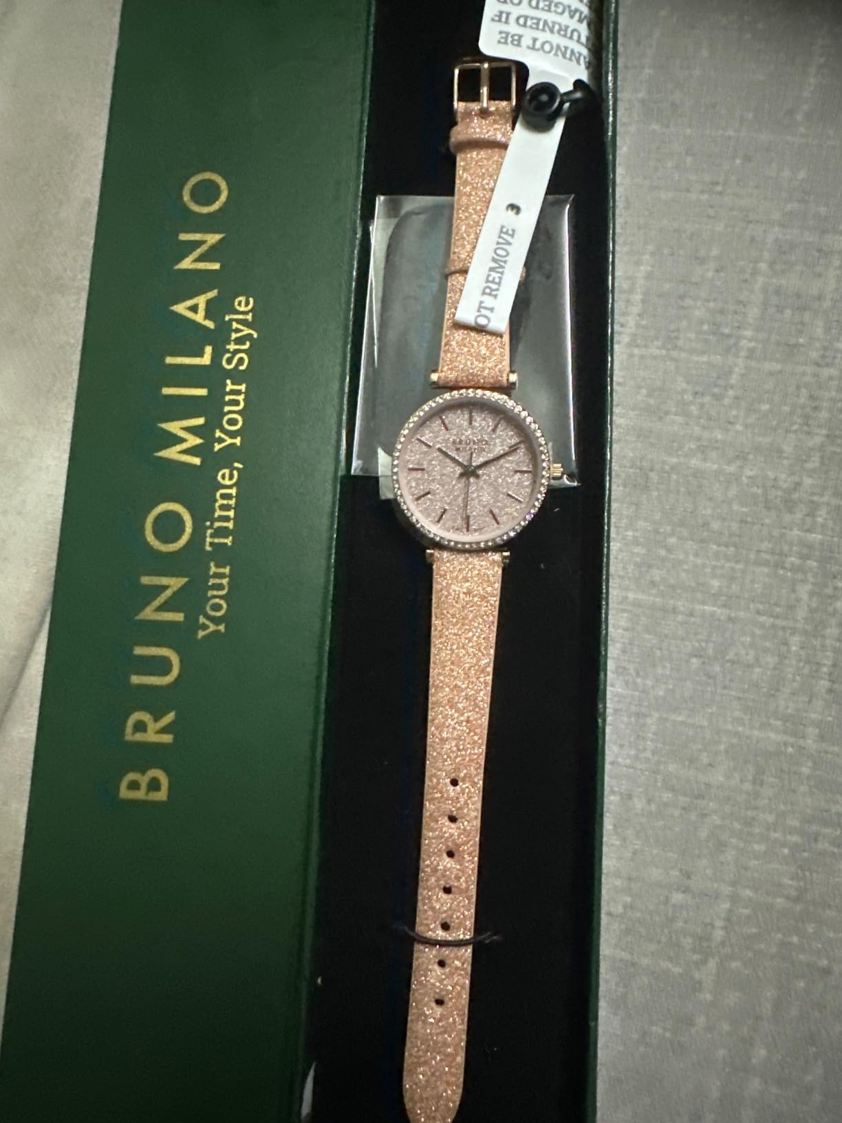 BRUNO MILANO Fashion Forward Diamond Studded Bezel Watch with Glitter ...