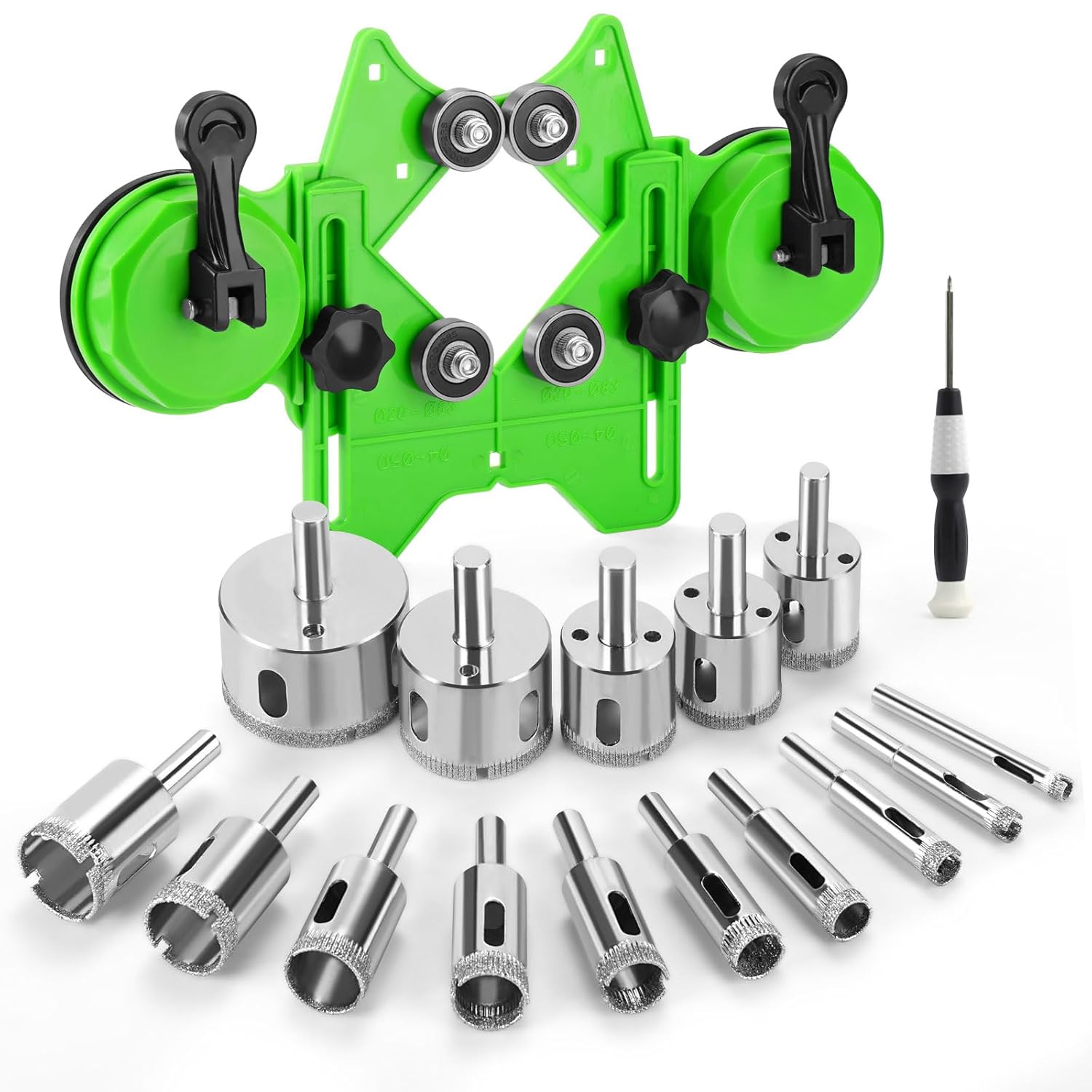 Diamond Hole Saw Kit 17PCS Drill Bits Sets with Double Suction Cups ...