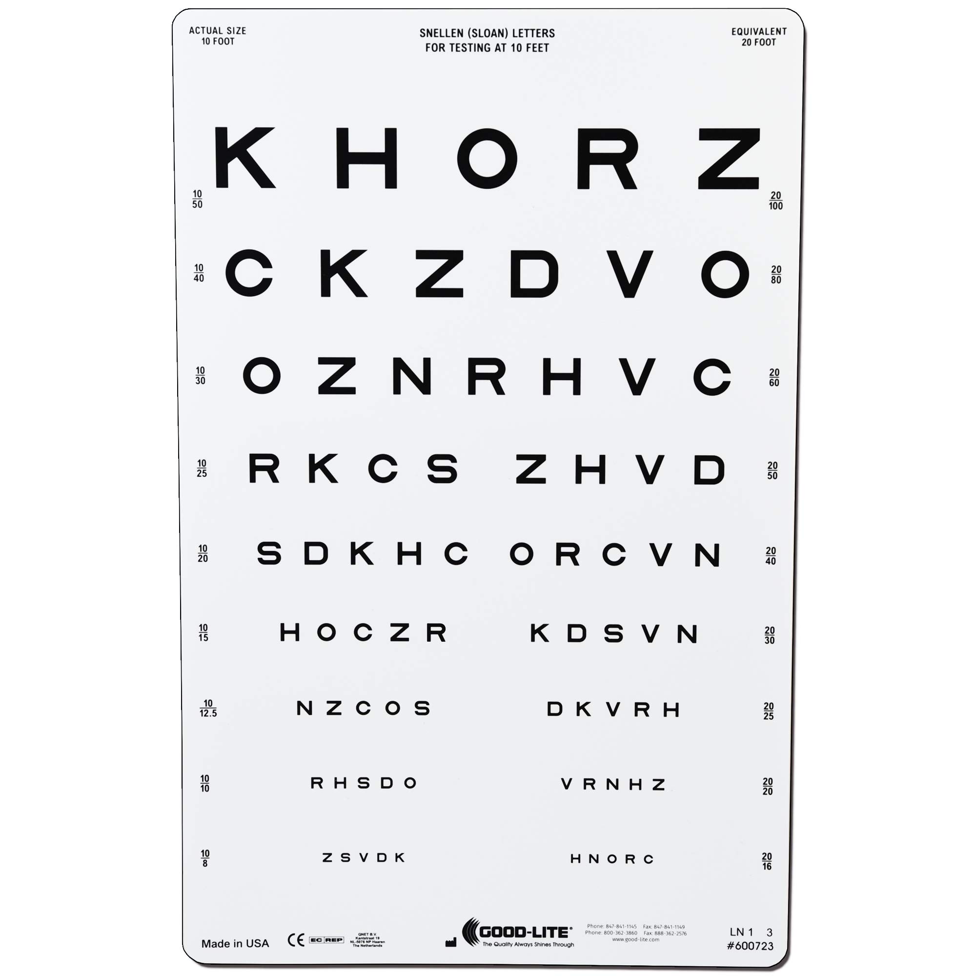 Sloan Eye Chart 2m Logarithmic Visual Acuity Chart