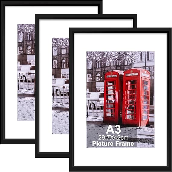 A3 Frames Black Set of 3-29.7 X 42 cm A3 Picture Frame A3 Photo Frame ...