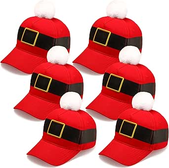 Amazon.com: Kenning 6 Pcs Christmas Hat Baseball Cap Adjustable Santa ...