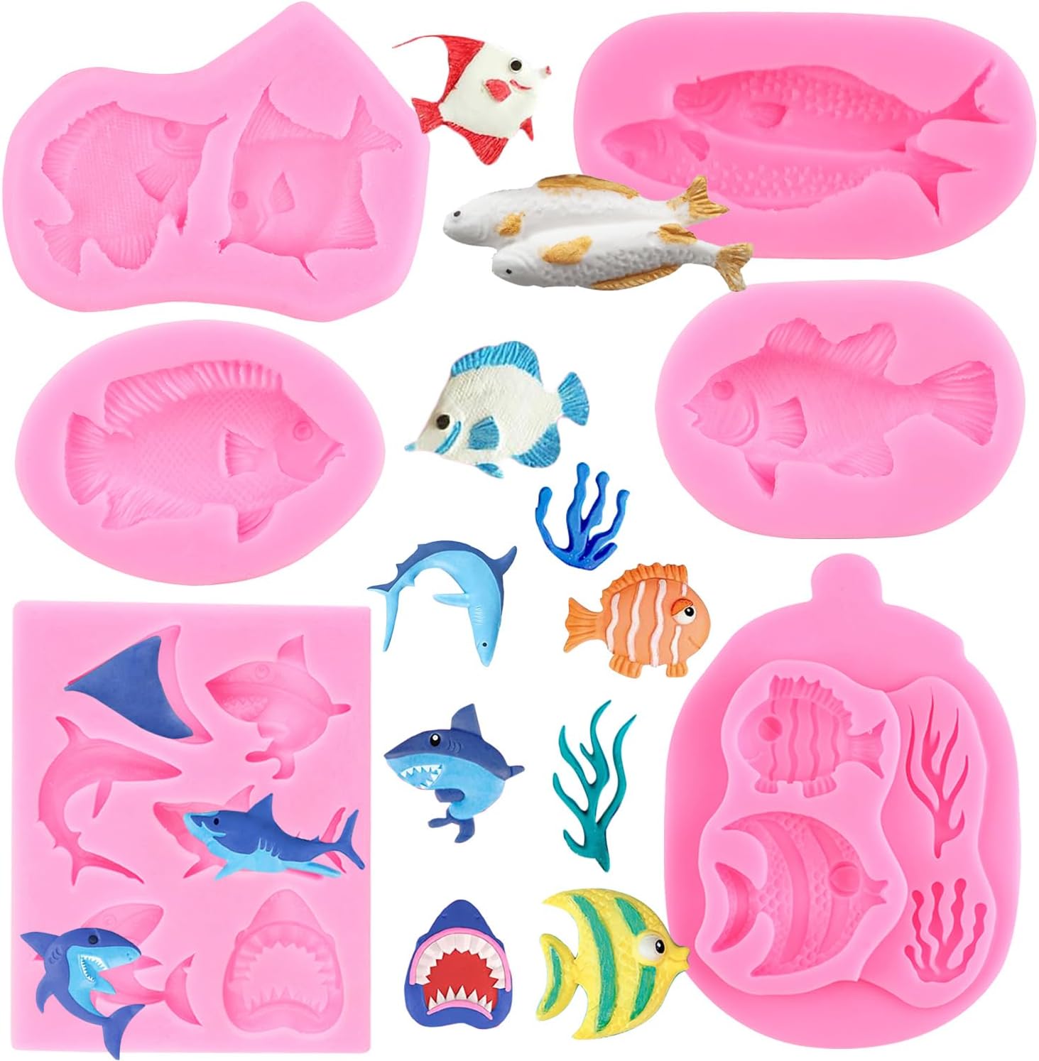 Amazon.com: ZiXiang Marine Theme Fondant Mold Fish Silicone Molds Ocean ...