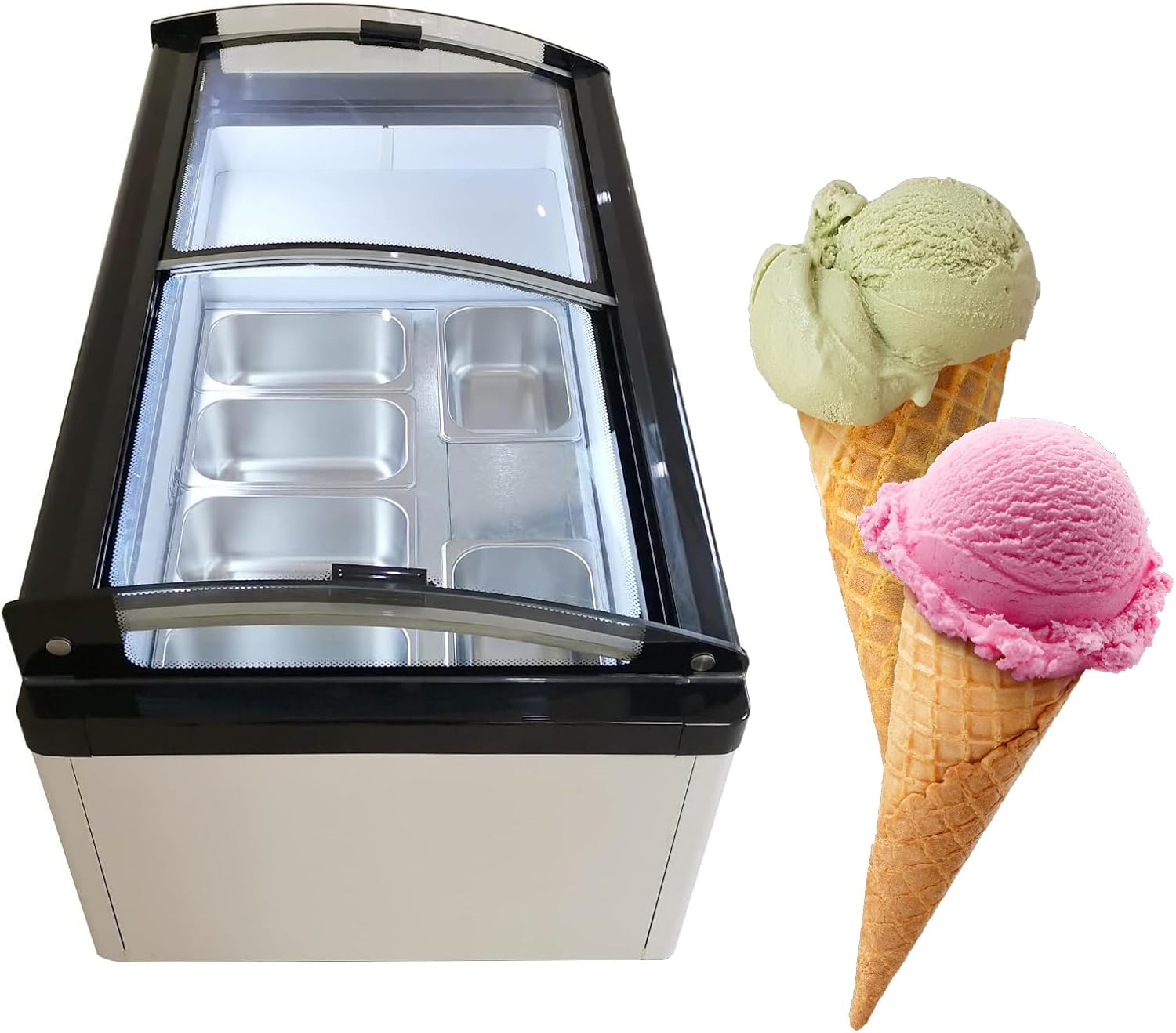 Amazon.com: Vaseni Commercial Gelato Dipping Cabinet, Gelato Freezer ...