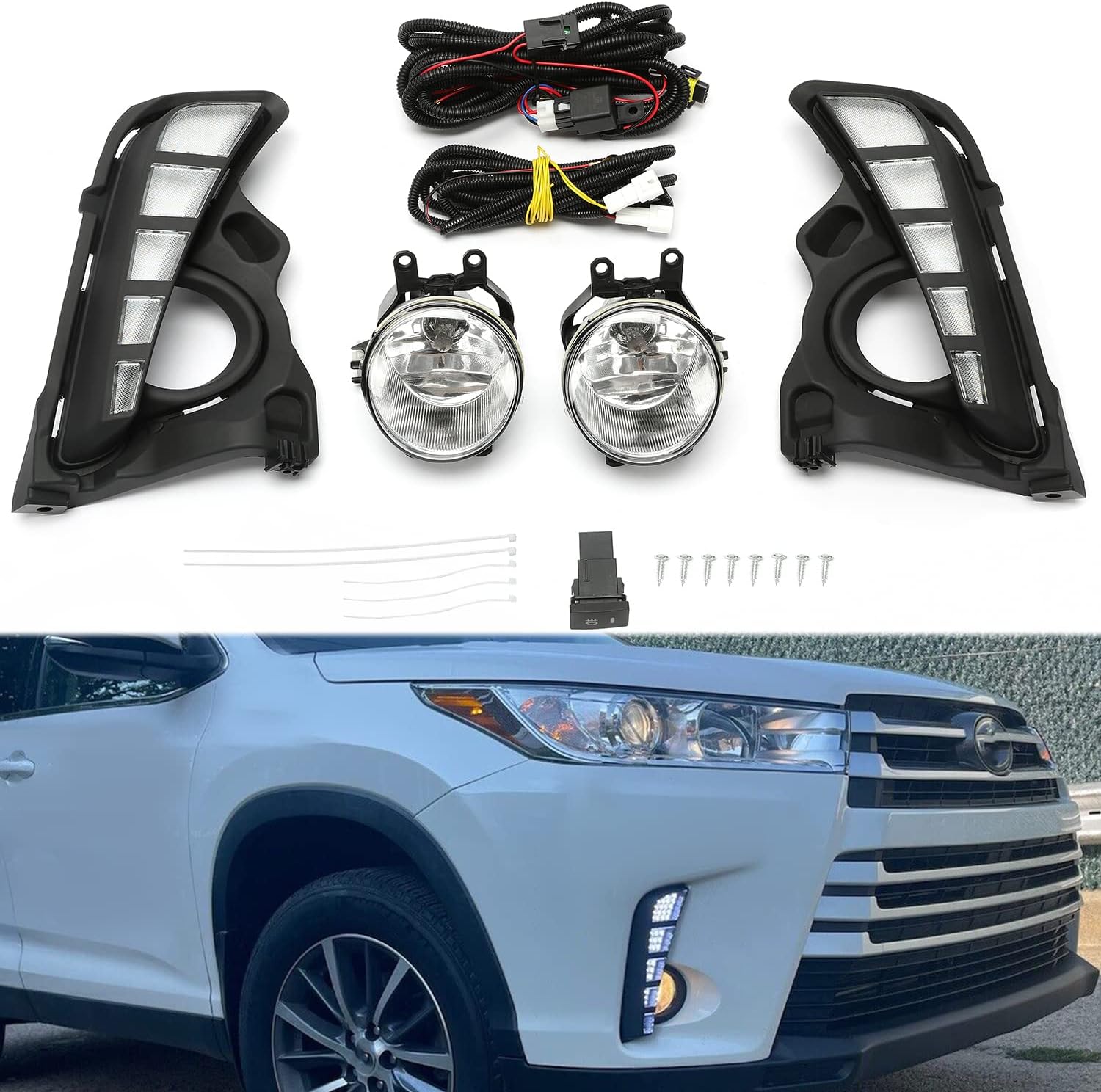 Amazon.com: HECASA Front Daytime Running Lights & Fog Lights Pair ...