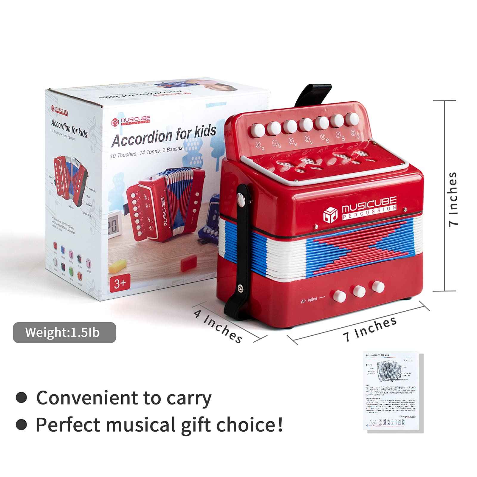 Snapklik.com : MUSICUBE Kids Accordion Instrument Toys 10 Keys Button ...