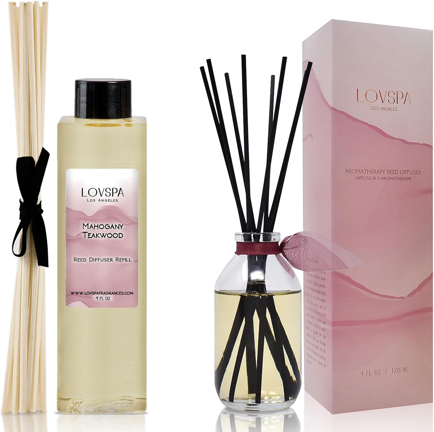 Amazon.com: LOVSPA Mahogany Teakwood Reed Diffuser Refill, 4 oz, Bundle ...