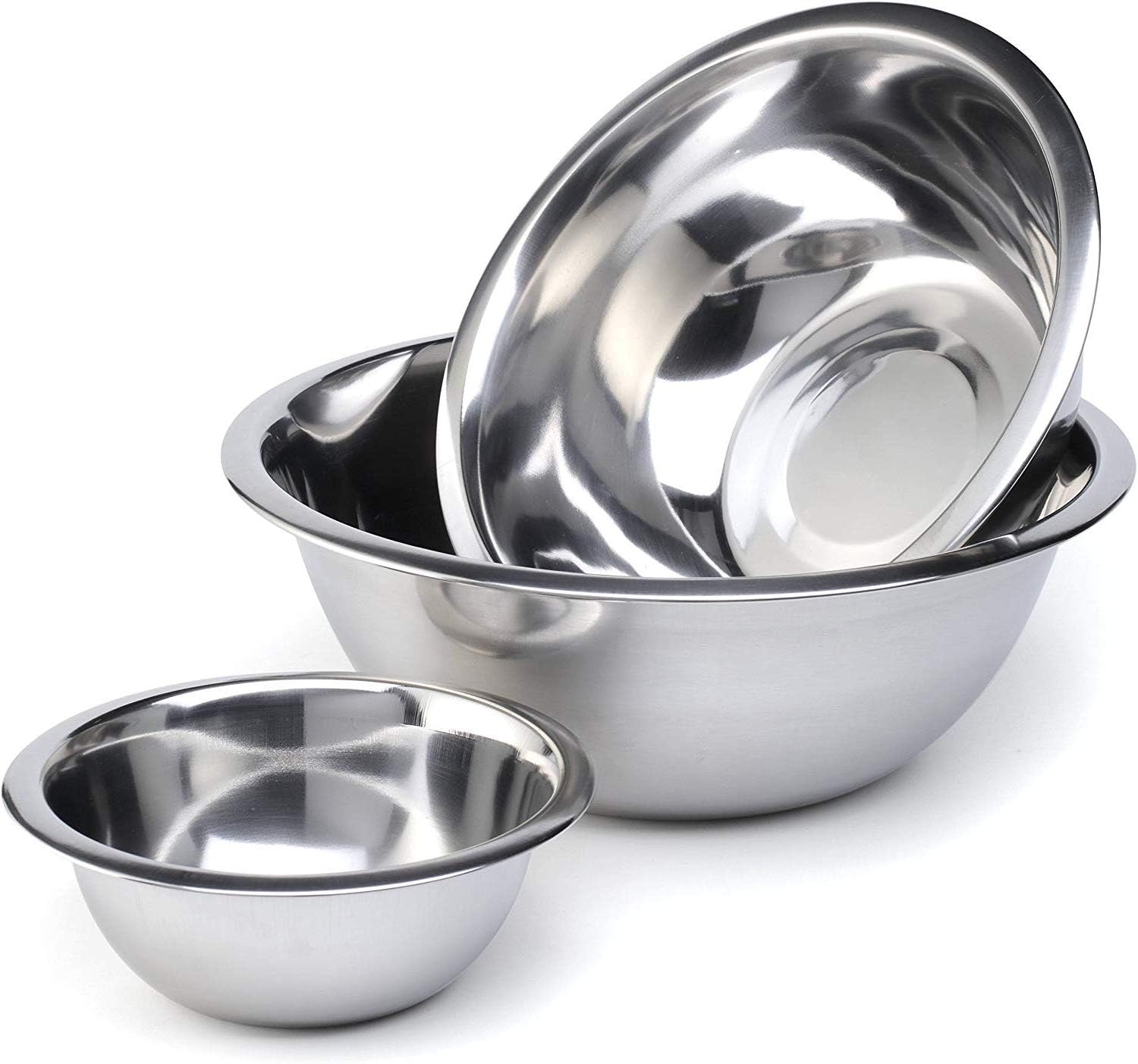 MUQU® 3 Pieces Stainless Steel Mixing Bowls Set - Metal Nesting Bowl ...