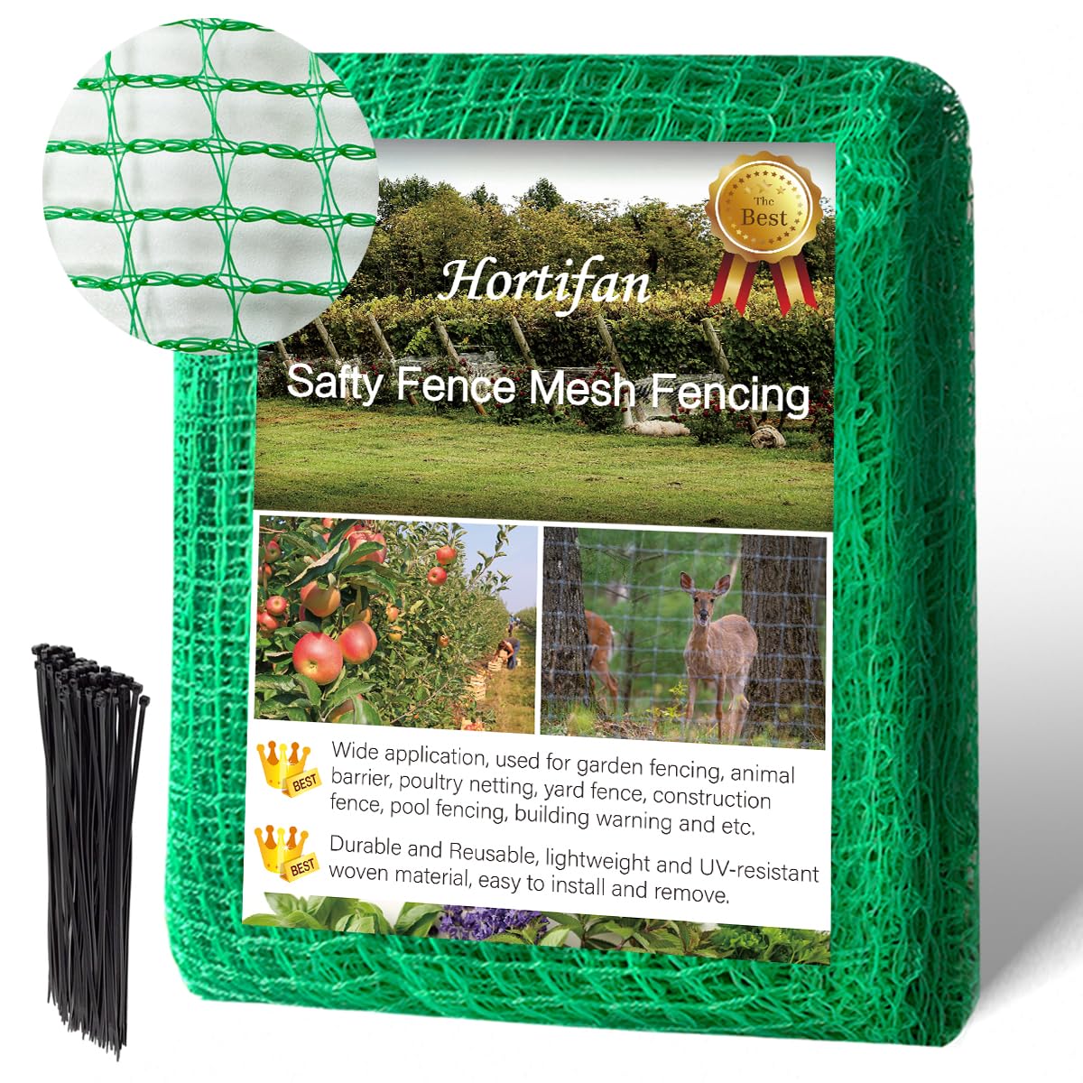 Hortifan Garden Fence Temporary Fence, 4'x30' with 50 Zip Ties, Plastic ...