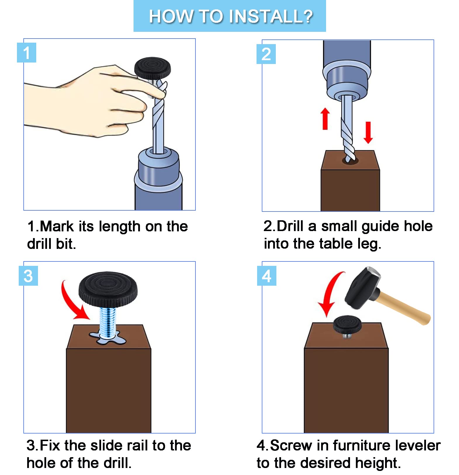 Snapklik.com : WAFJAMF 24 PCS M6 Thread Adjustable Furniture Levelers ...