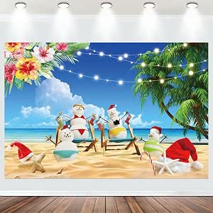 Amazon.com : Fabric 10x7ft Christmas in July Backdrop Hawaiian Tropical ...