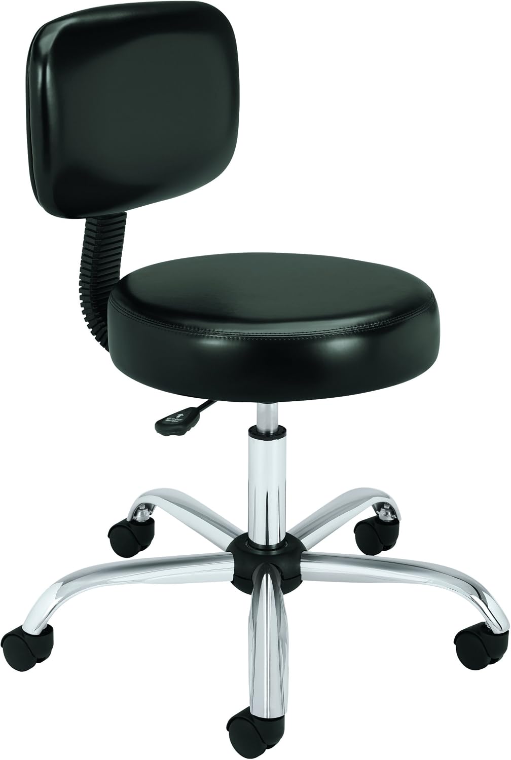 Medical Exam Stool with Back, 24-1/4 x 27-1/4 x 36, Black, Sold as 1 ...