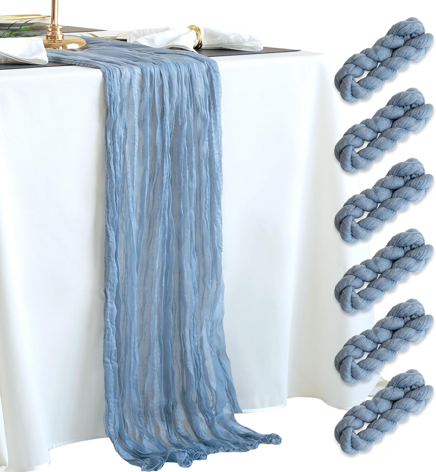 Amazon.com: Jugbey Dusty Blue Cheesecloth Table Runner Spring Decor ...