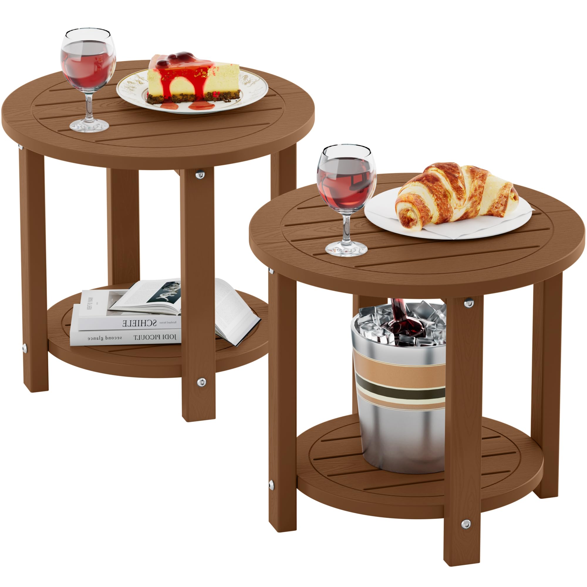 Snapklik.com : YEFU Outdoor Side Table For Patio: 16in HIPS Small Round ...
