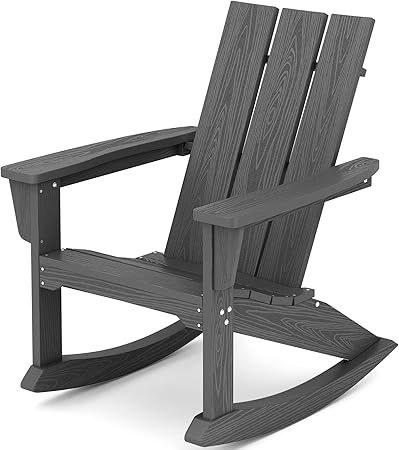 Amazon.com: KINGYES Modern Rocking Adirondack Chair, All Weather Patio ...