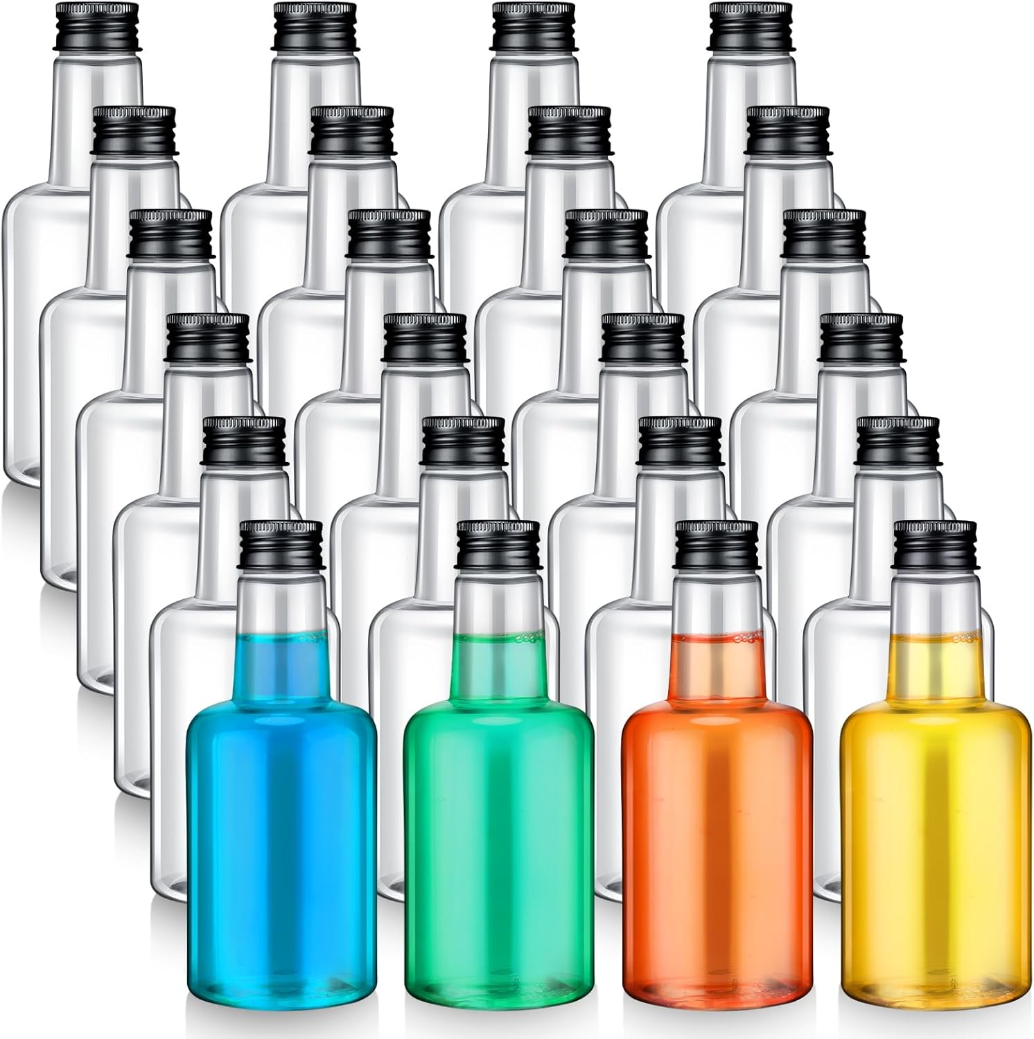 Roshtia 24 Pack 8 oz Plastic Long Neck Bottles with Screw On Caps ...