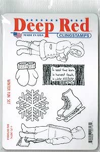 Amazon.com: Deep Red Stamps Winter Fun Rubber Stamp Set : Arts, Crafts ...