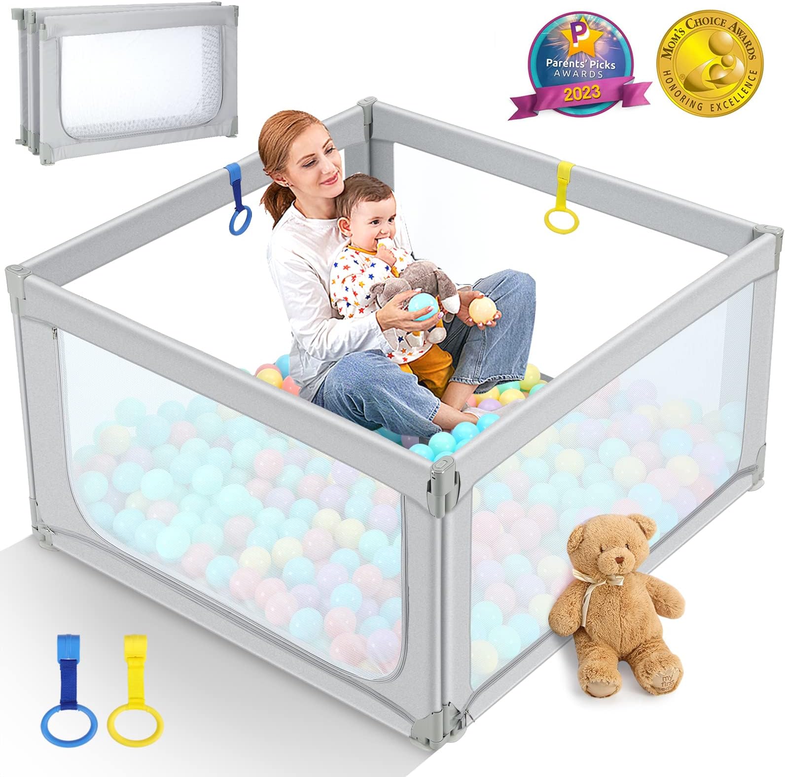 Amazon.com : Skip Hop Expandable Baby Gate, Playview Enclosure, Silver ...