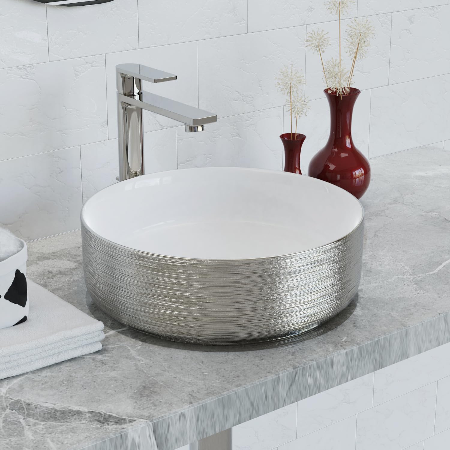 J-FAMILY Bathroom Countertop Decoration Art Basin Ceramic Vessel Sink ...